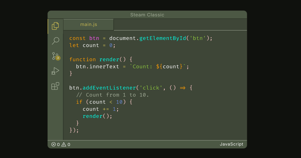 Steam Classic by Valentin G. | VS Code Themes