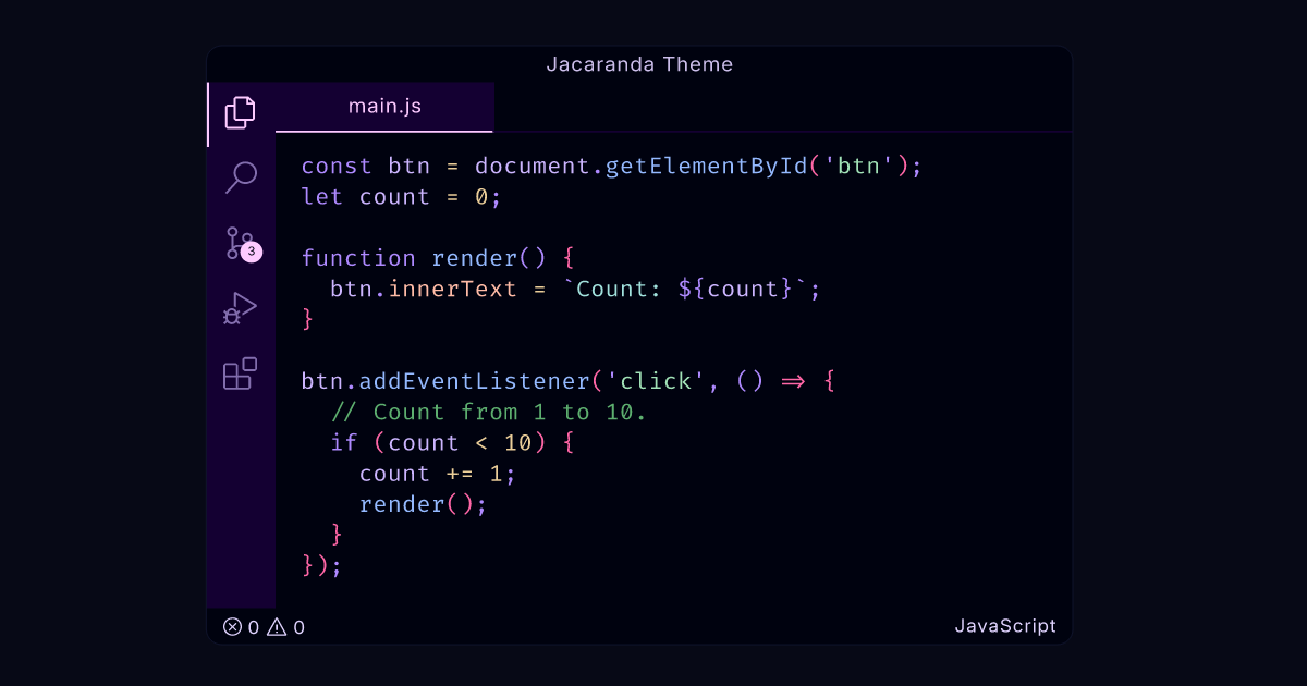 Jacaranda Theme by Alejandro Hernandez | VS Code Themes