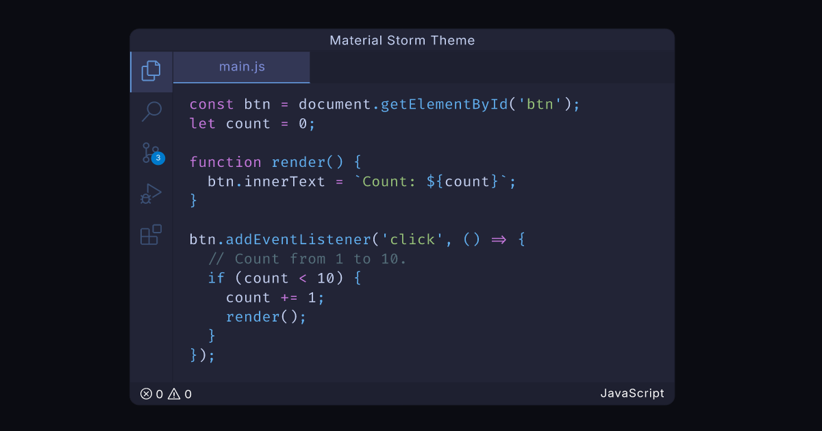 Material Storm Theme by Alex Rodriguez | VS Code Themes