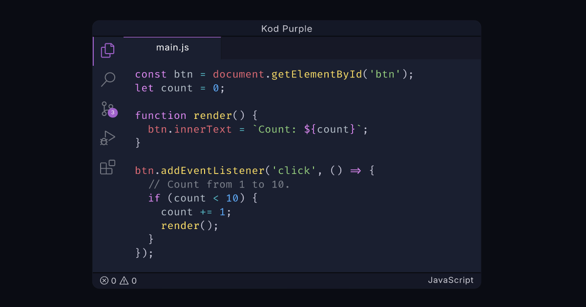 Kod Purple by Andrew Kodkod | VS Code Themes