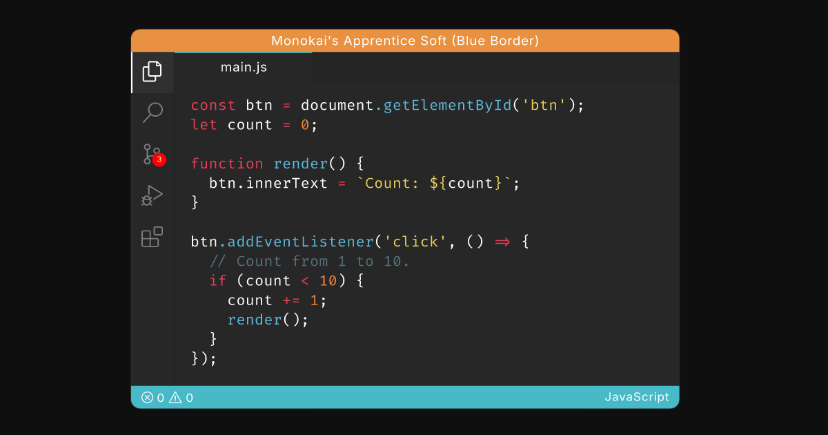 Monokai's Apprentice by Aryan Ahire | VS Code Themes