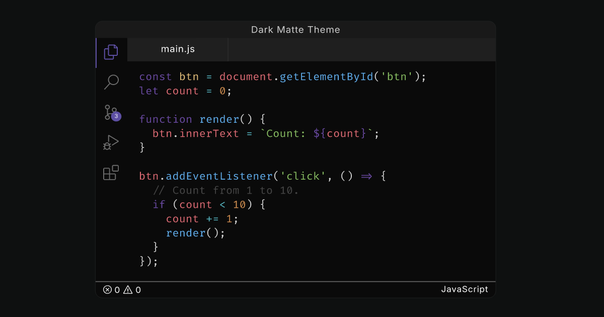 Dark Matte Theme by BeanZ | VS Code Themes