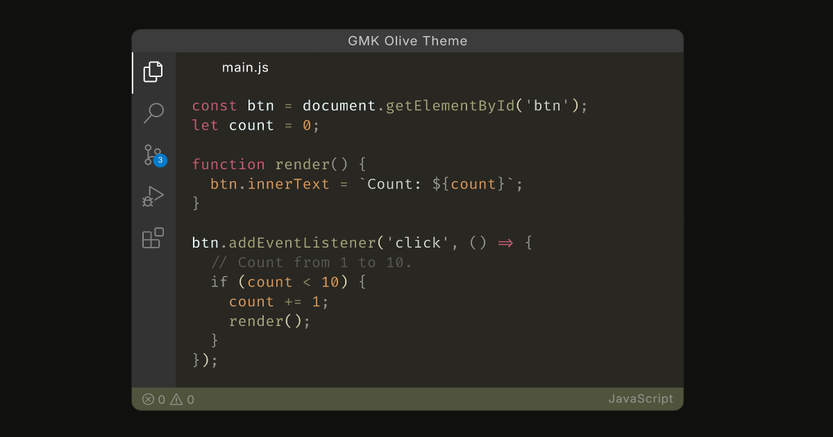 GMK Olive Theme by Chad | VS Code Themes