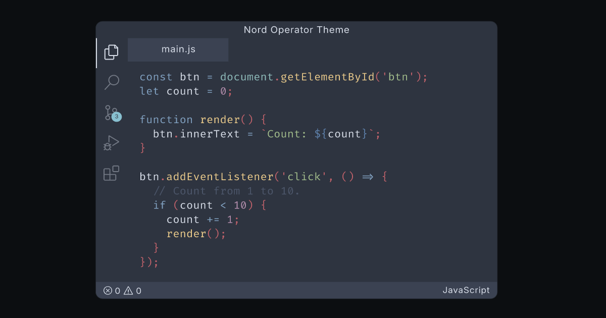 Nord Operator Theme by Chad | VS Code Themes