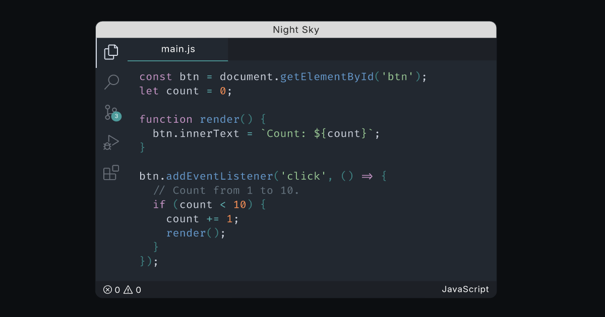 Night Sky Theme by ChrisRu | VS Code Themes