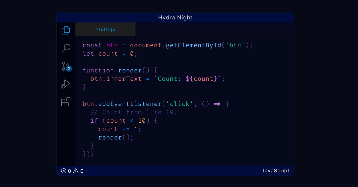 Hydra Theme by Phoenix-141 | VS Code Themes