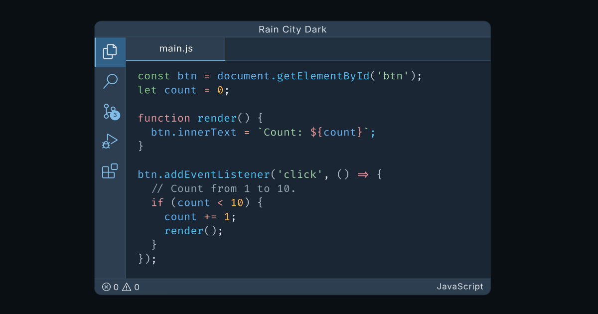 Rain City Theme by DaniSyam | VS Code Themes