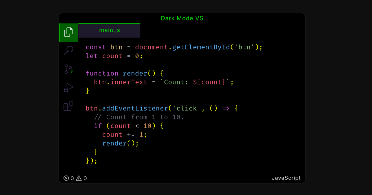 Dark Mode VS by Dark Mode VS | VS Code Themes