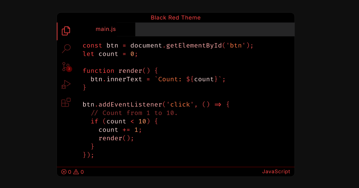 Black Red Theme by Demiurgo | VS Code Themes