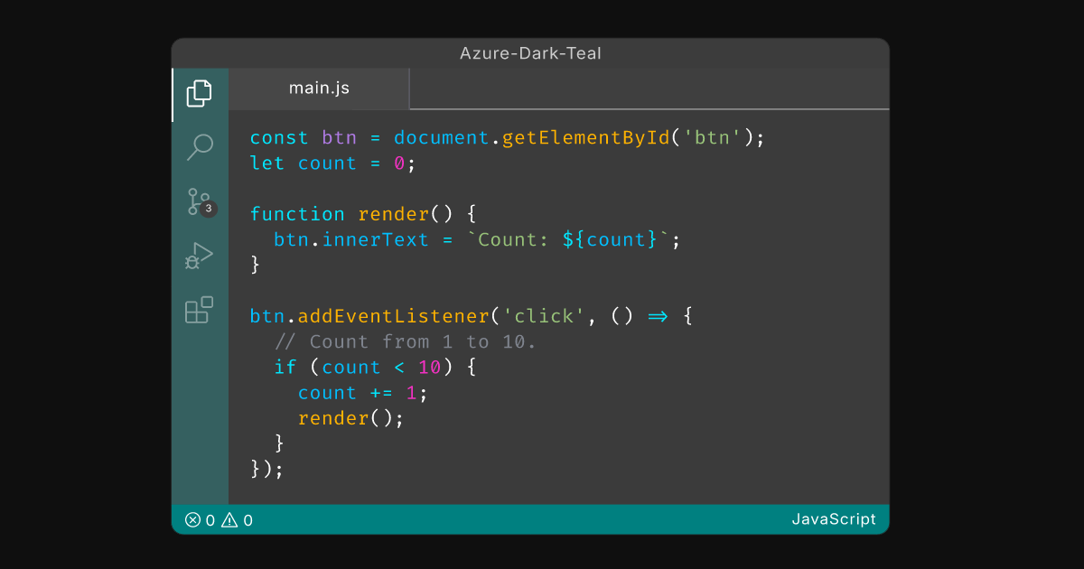 Azure Teal by Diamo Bachar | VS Code Themes