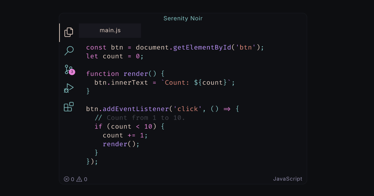 Serenity by Emmett Hintz | VS Code Themes