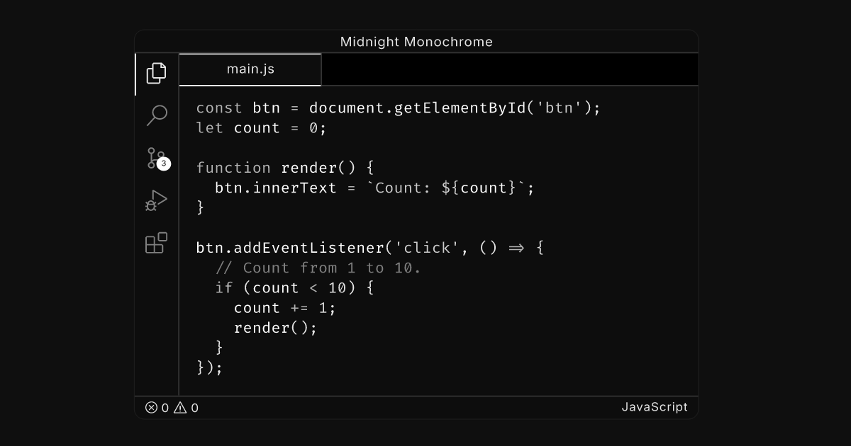 Midnight Dark by ExtRise | VS Code Themes