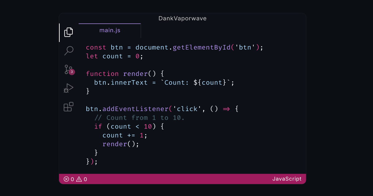 Dank Vaporwave by JBW | VS Code Themes