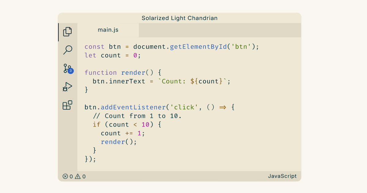 Solarized Chandrian by Jack Kenney | VS Code Themes