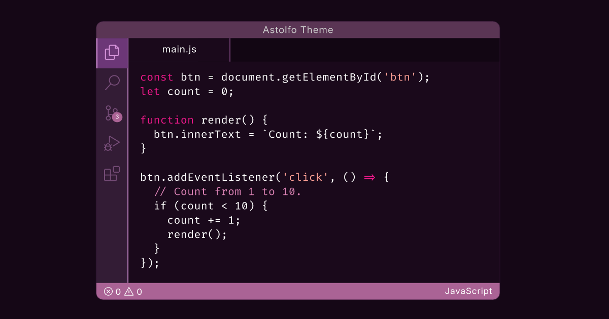 Astolfo Color Theme by Kouromo | VS Code Themes