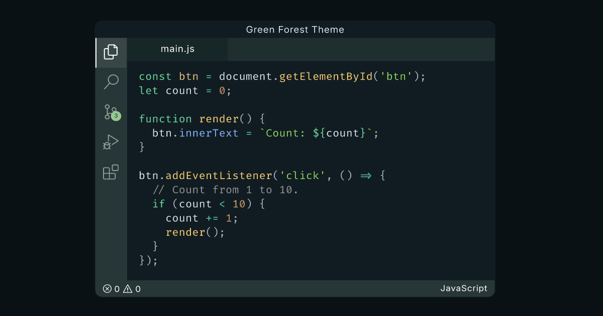 Green Forest Theme by Rafly Andrian | VS Code Themes