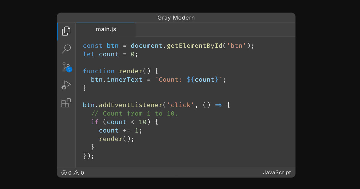 Gray Modern Theme by Leonardo da luz pinto | VS Code Themes