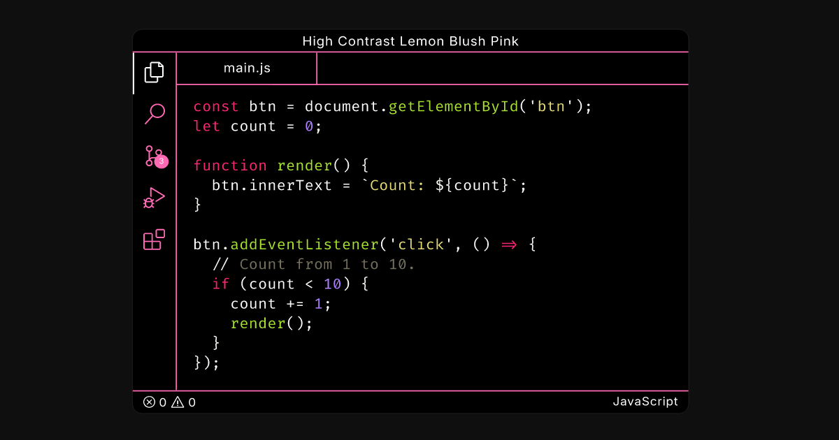 High Contrast Lemon Blush by Linich | VS Code Themes