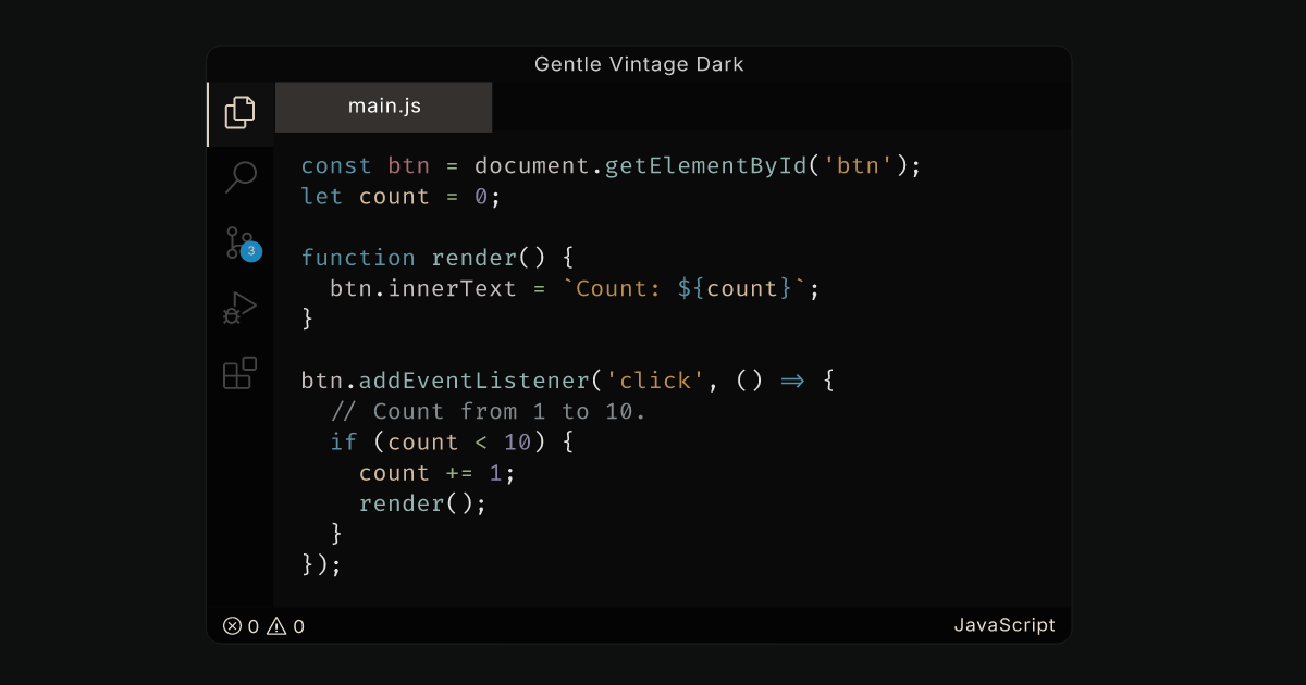 Gentle Vintage Dark Theme by Mao Shizhong | VS Code Themes