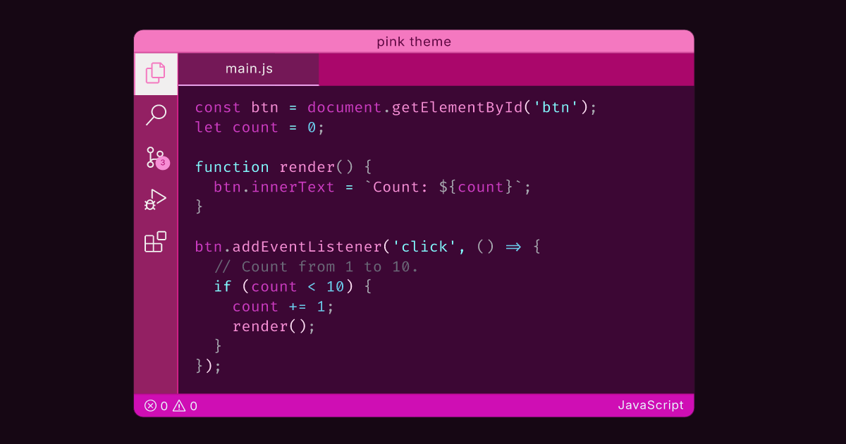 Pink-theme by Mariana Luiza | VS Code Themes