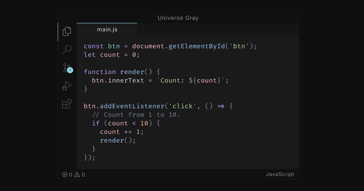 Universe by Matías Olivera | VS Code Themes
