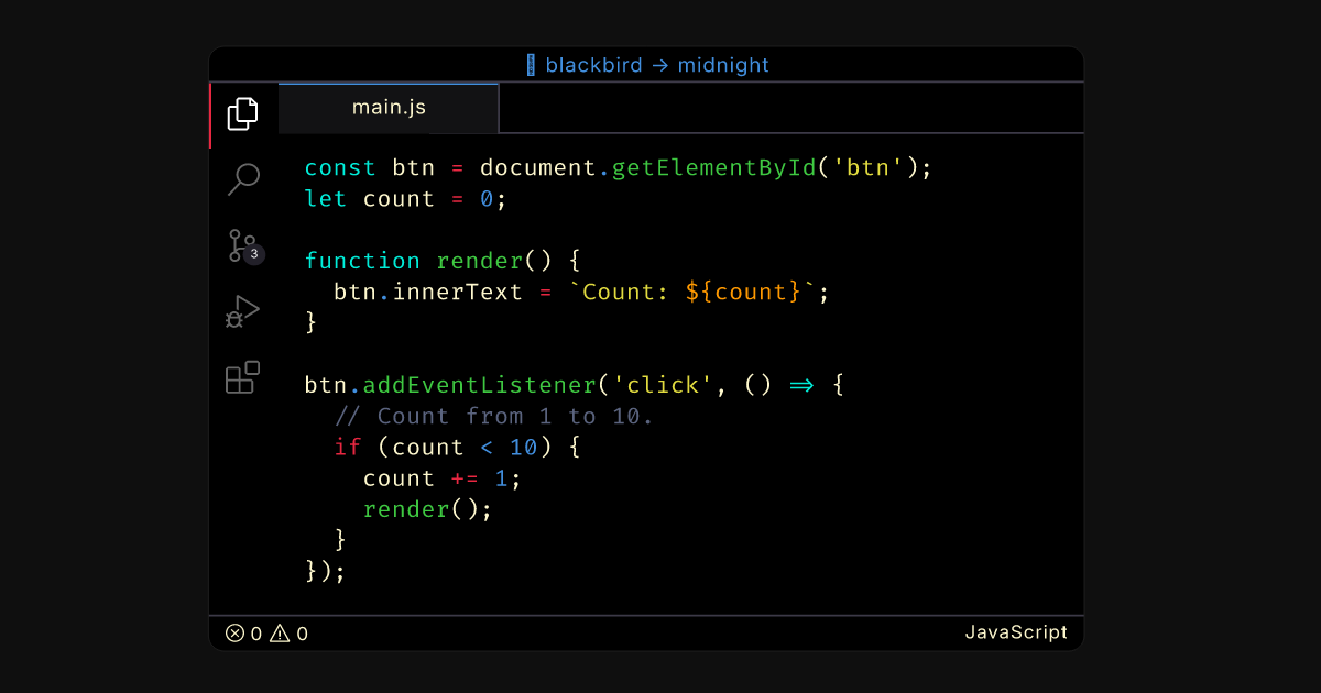 blackbird by Matt Gleich | VS Code Themes