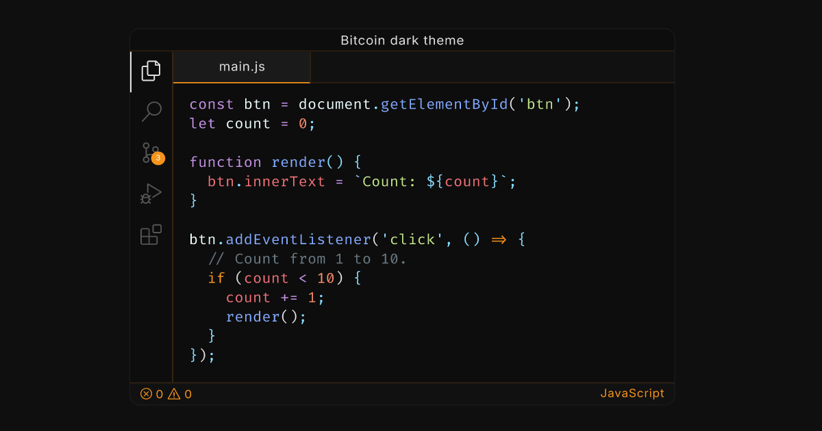 Bitcoin Dark Theme by Matthew Husak | VS Code Themes