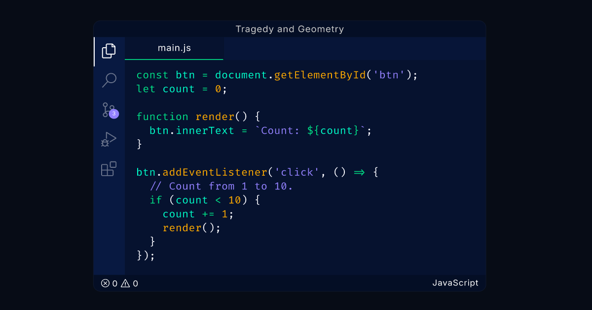Tragedy and Geometry by Moonside Games | VS Code Themes