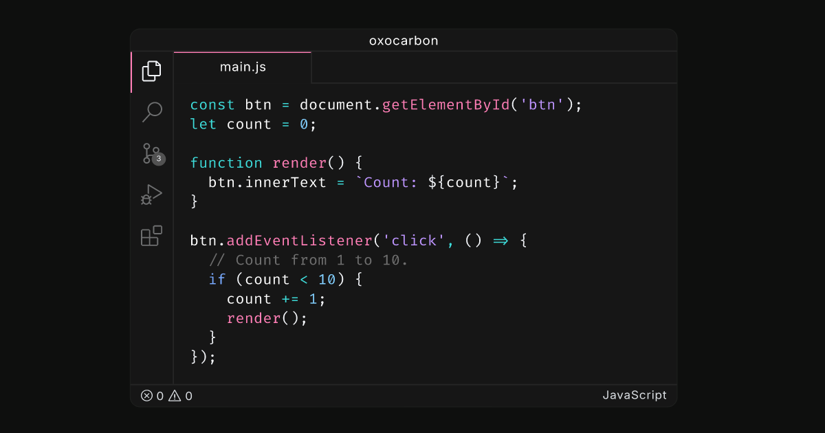 Oxocarbon Theme by Nyoom Engineering | VS Code Themes