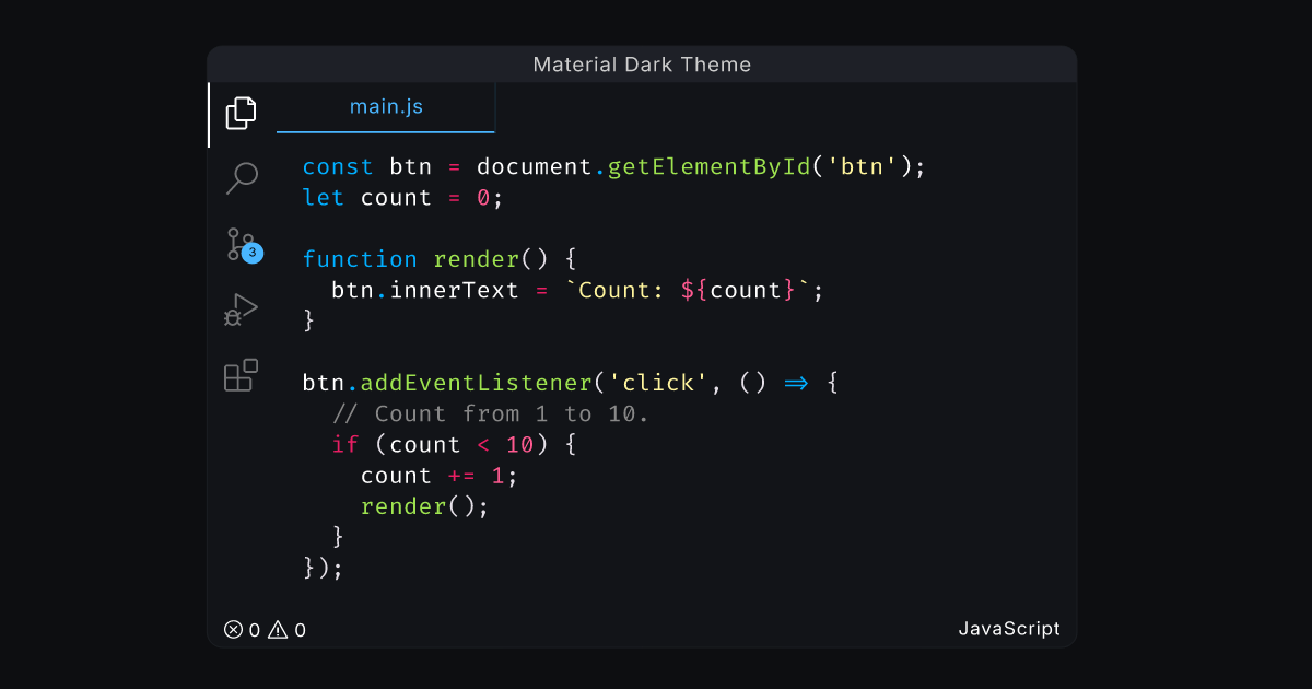 Multi Material Dark Theme by Rafael-Avalos | VS Code Themes