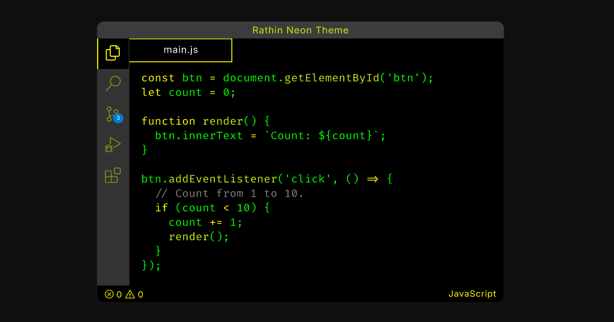 Rathin Neon Theme by Rathin R | VS Code Themes
