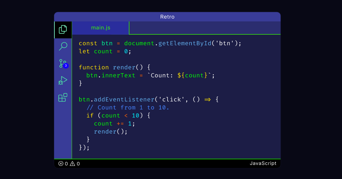 Retro Theme by Rylan Reese | VS Code Themes