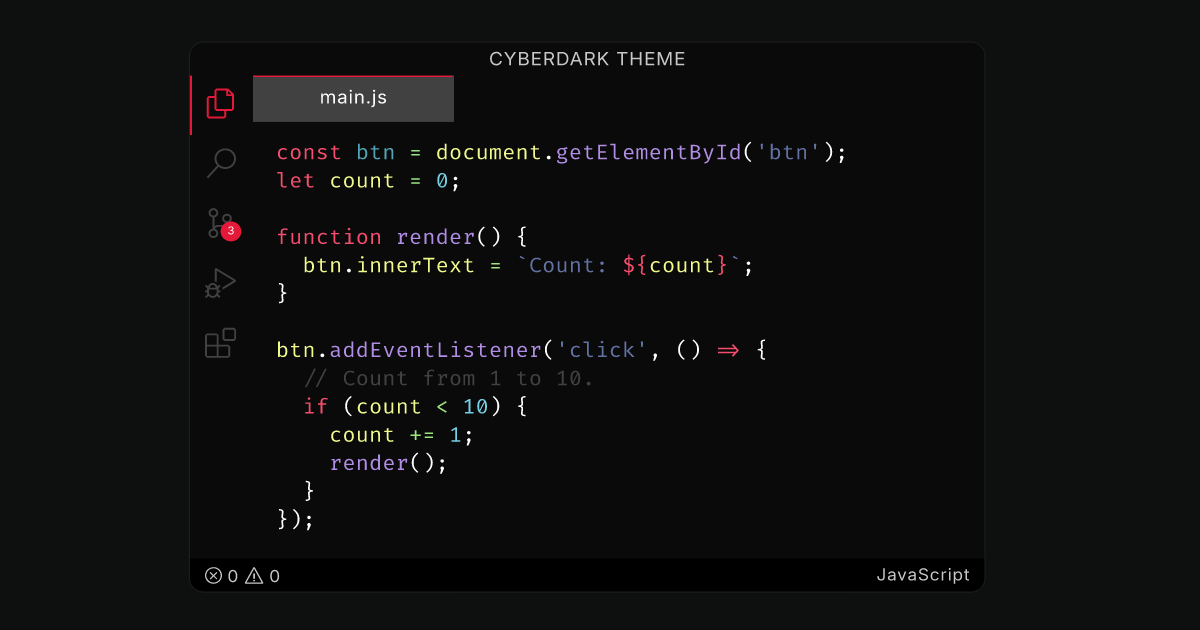 CYBERDARK THEME by SIDESKETCH | VS Code Themes