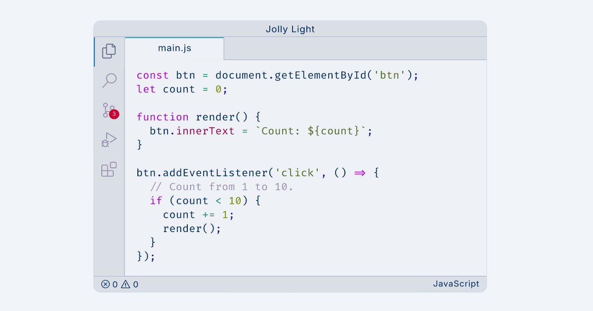 Jolly by Sean Brynjolfsson | VS Code Themes