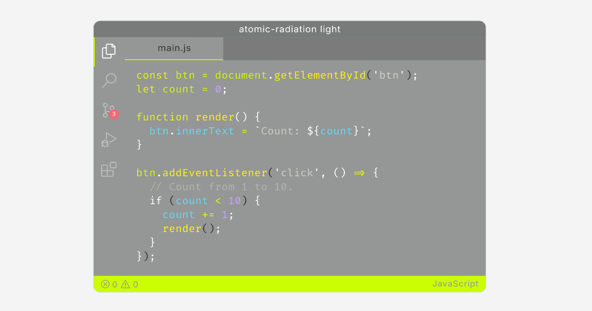 atomic-radiation light theme by Travis Trotto | VS Code Themes