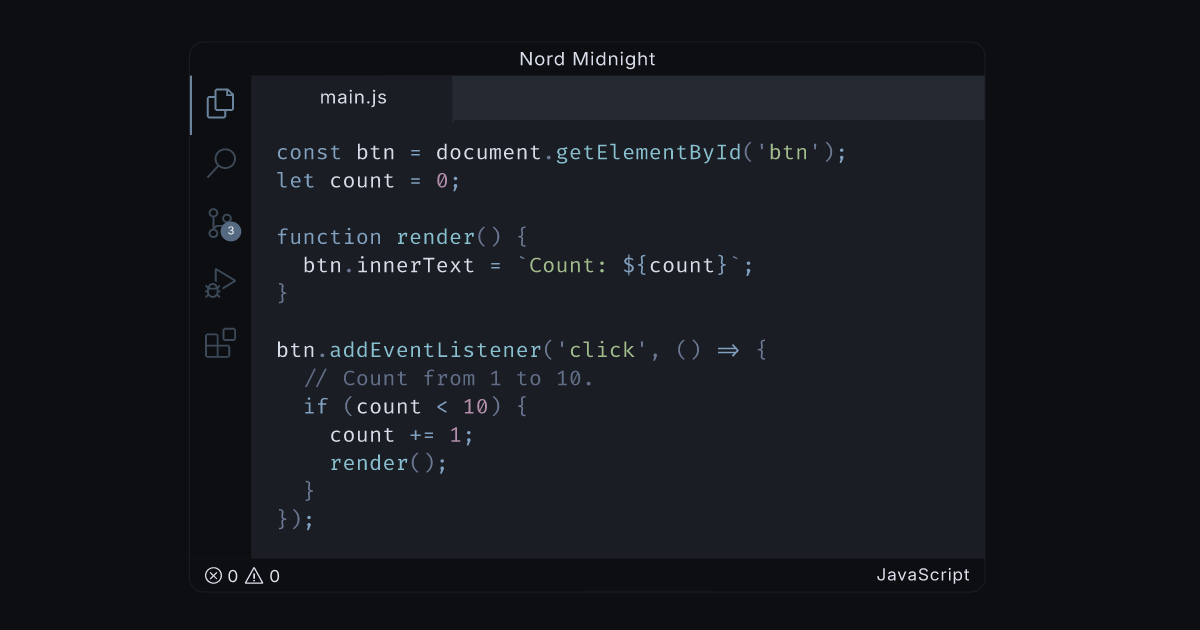 Nord Midnight by adorabilis | VS Code Themes