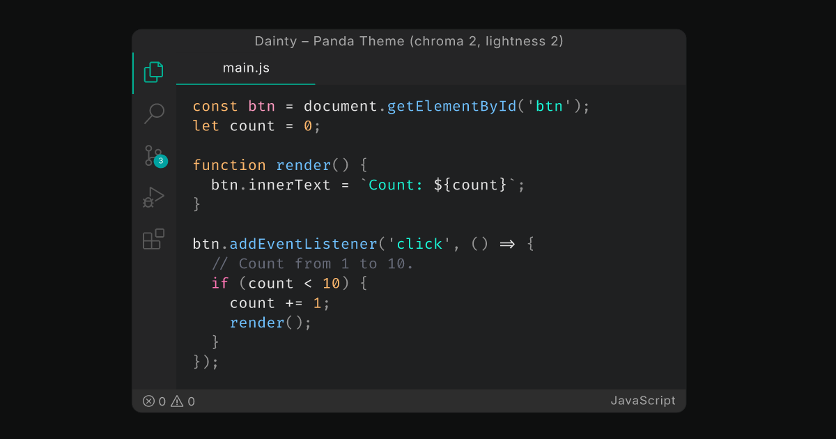 Dainty – Panda Theme by Alexander Teinum | VS Code Themes