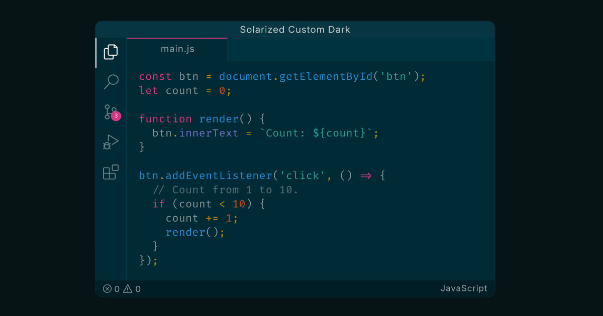 Solarized Custom by bbrakenhoff | VS Code Themes