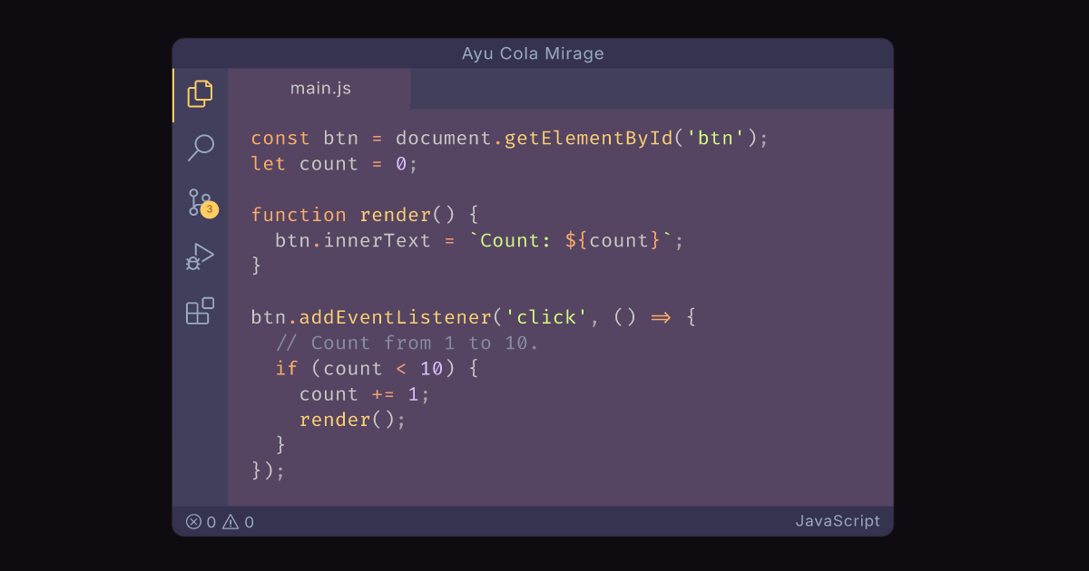Ayu Cola by Qiao Changliang | VS Code Themes