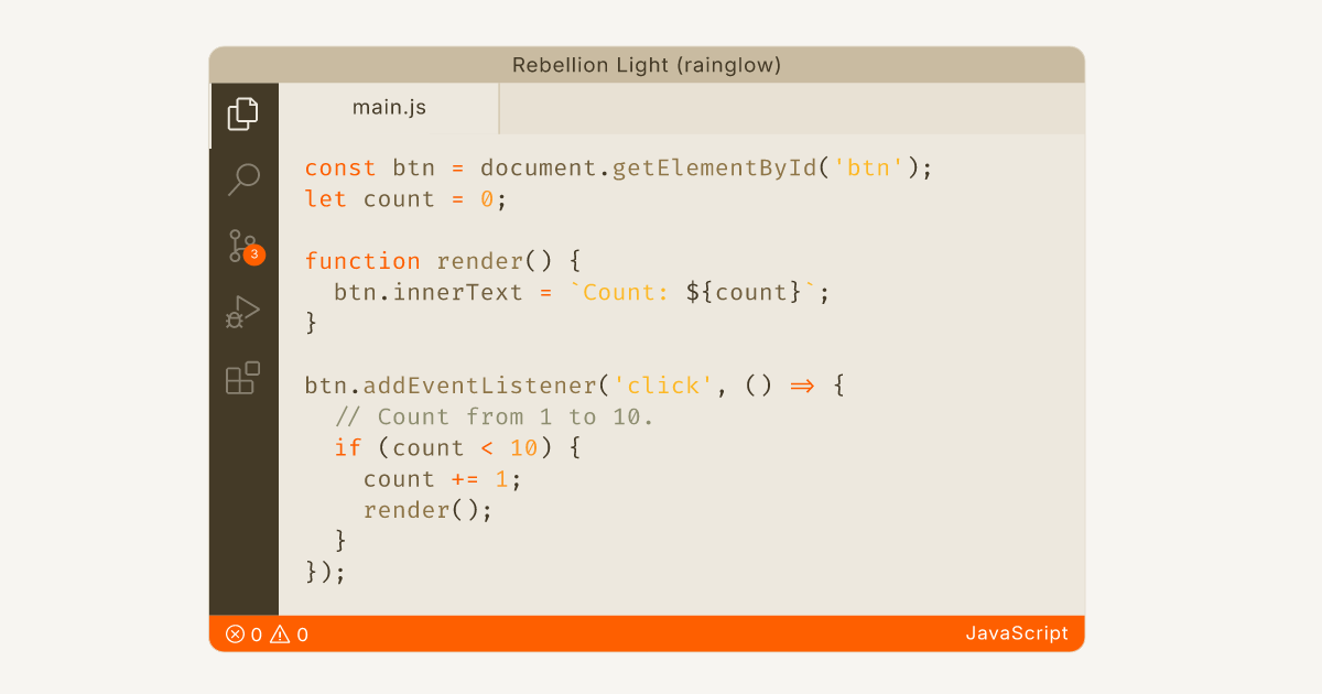 Rainglow by Dayle Rees | VS Code Themes