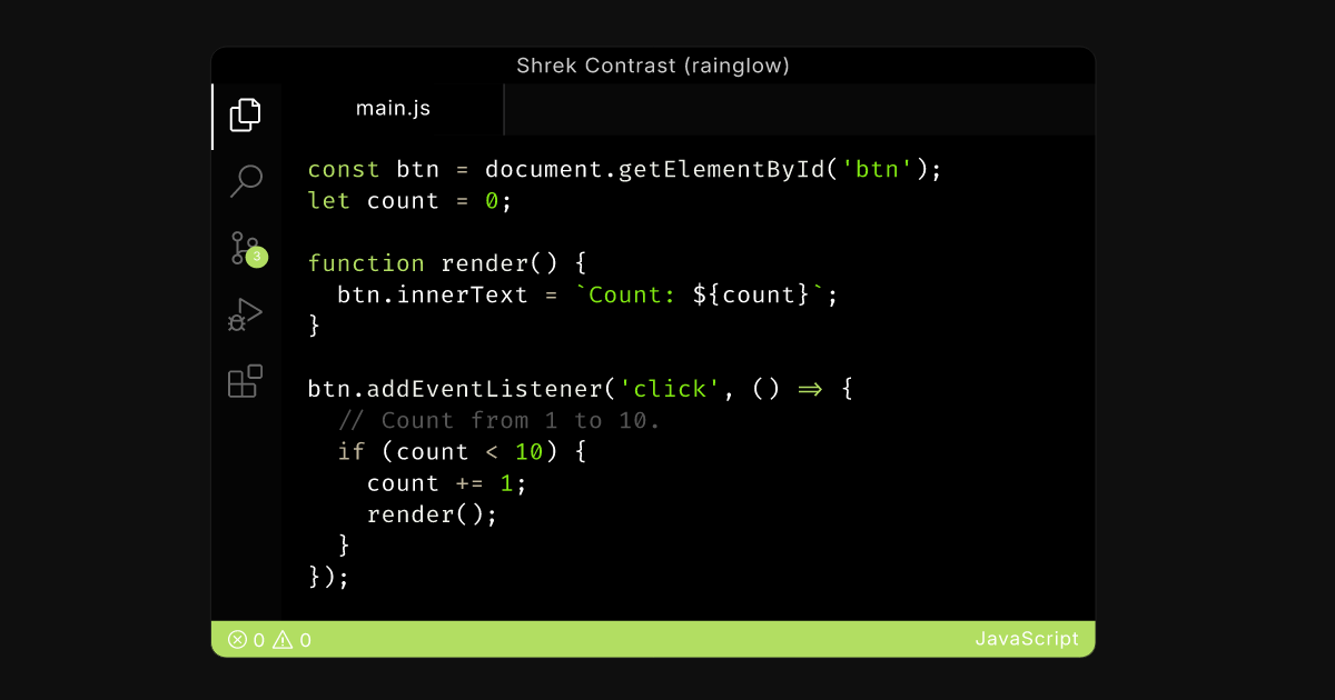 Rainglow by Dayle Rees | VS Code Themes
