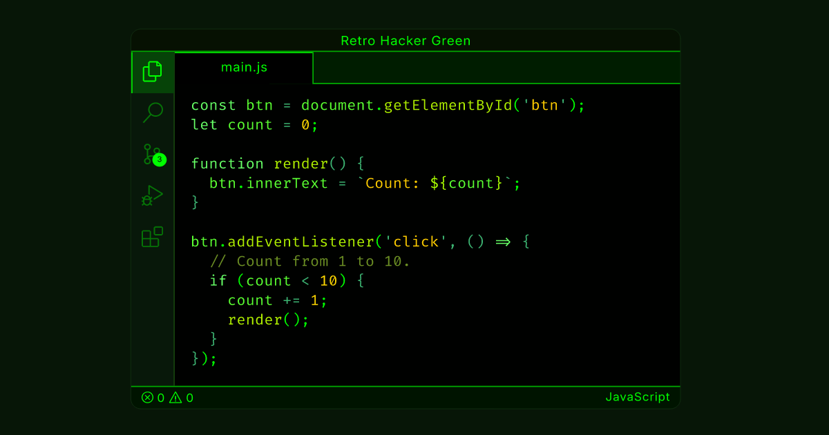 Retro Hacker Theme by devxi | VS Code Themes