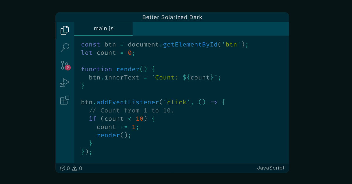 Better Solarized by Ed Heltzel | VS Code Themes