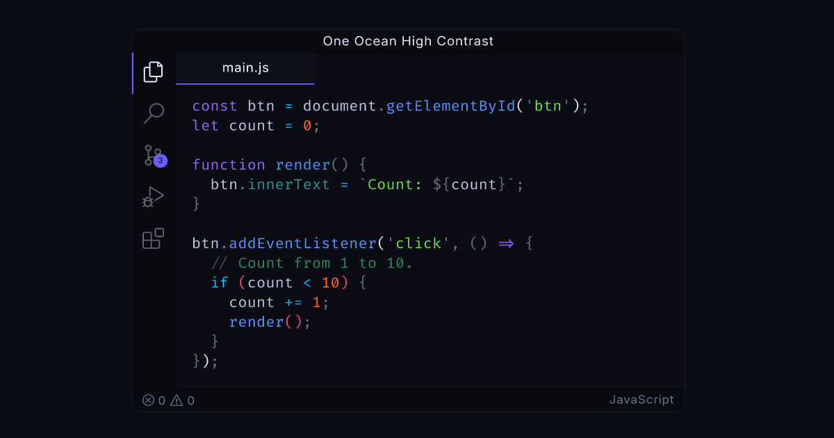 One Ocean High Contrast by godot42 | VS Code Themes
