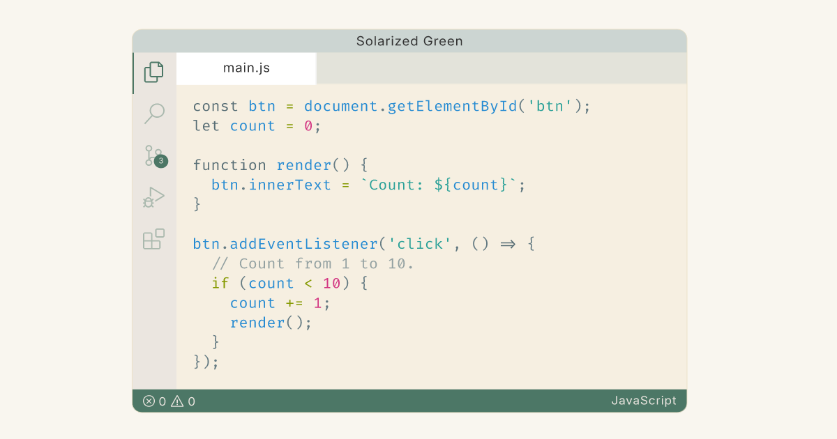Solarized Green by Gursahb Singh | VS Code Themes