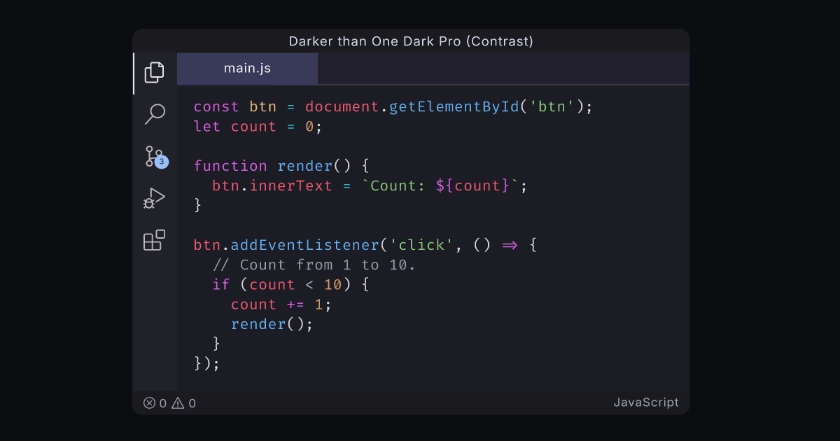 Darker than One Dark Pro by higorLoren | VS Code Themes