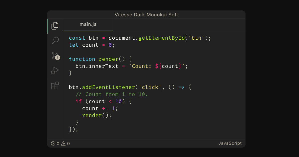 My Vitesse Theme by huid | VS Code Themes