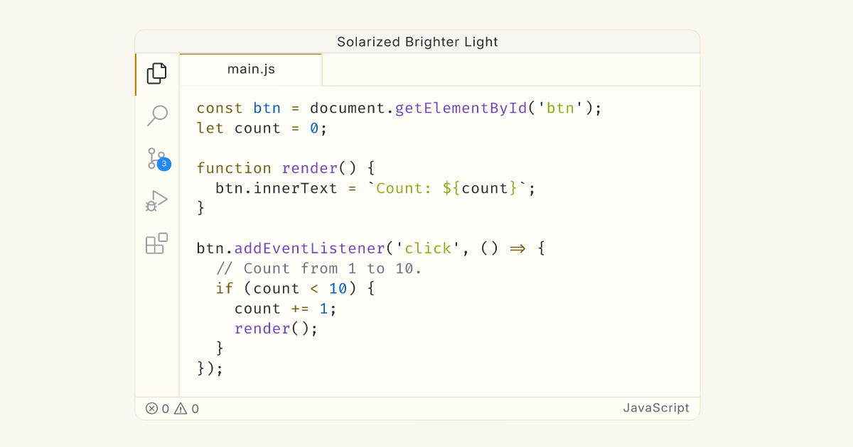 Solarized Brighter Light by huytd | VS Code Themes