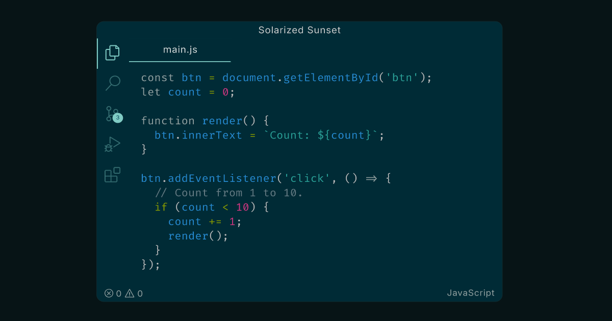 Solarized Sunset Theme by Jan Simson | VS Code Themes