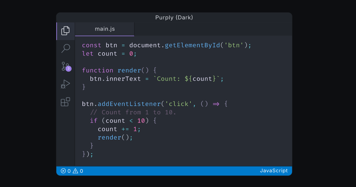 Purply Theme by Jeremy Gower | VS Code Themes